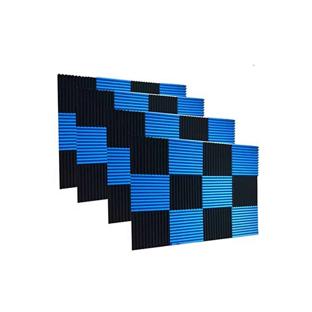 12 Pack Black & blue Foam Panel Wedge Studio Soundproofing - AX STORE