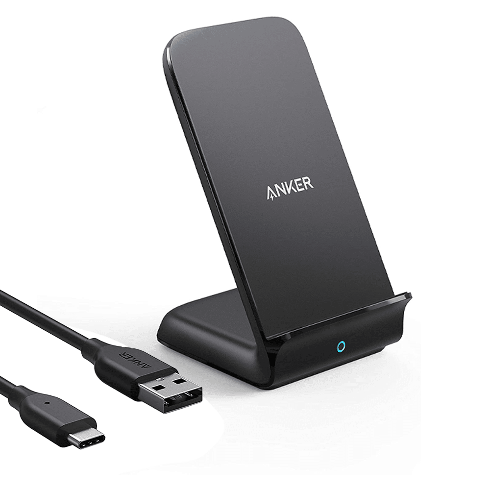 Anker 15W Max Wireless Charger with USB-C, PowerWave 7.5 Stand, Qi Certified Fast Charging - AX ...