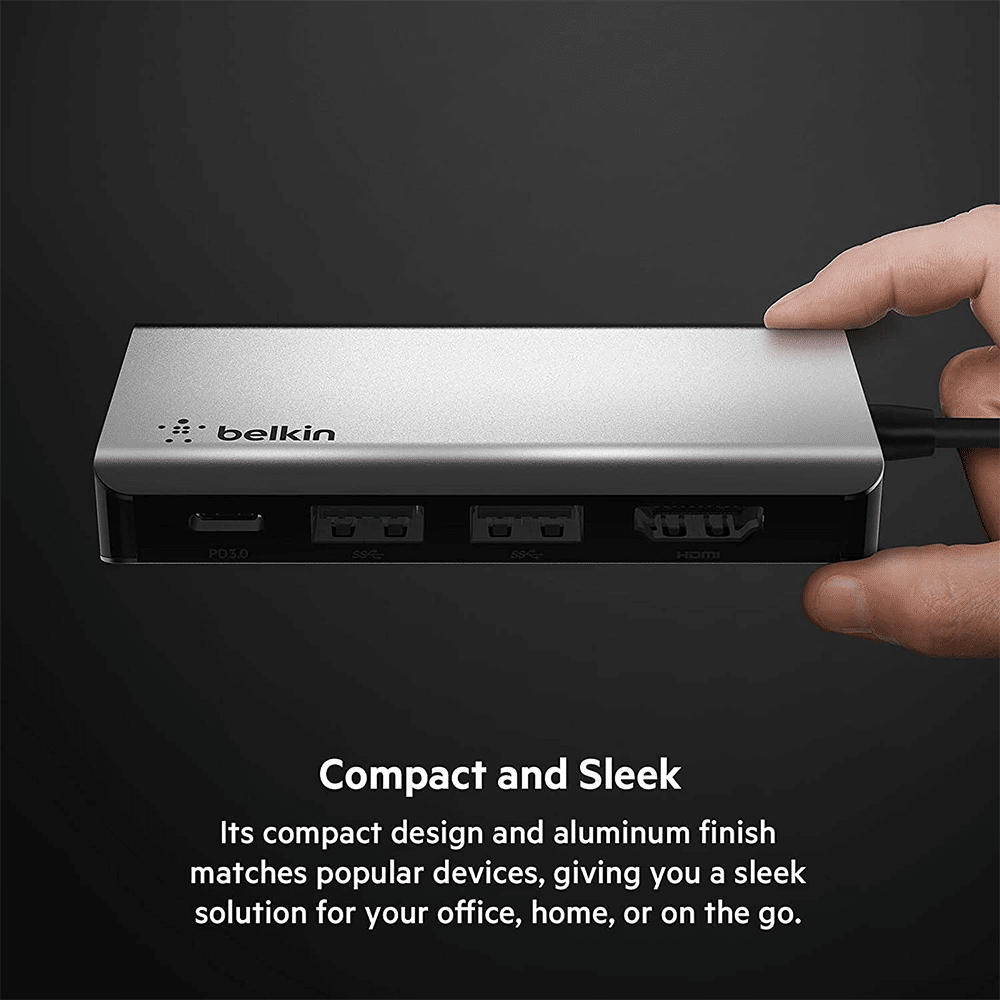 Belkin USB C 4-in-1 MultiPort Adapter with 4K HDMI, USB-C 100W - AX STORE