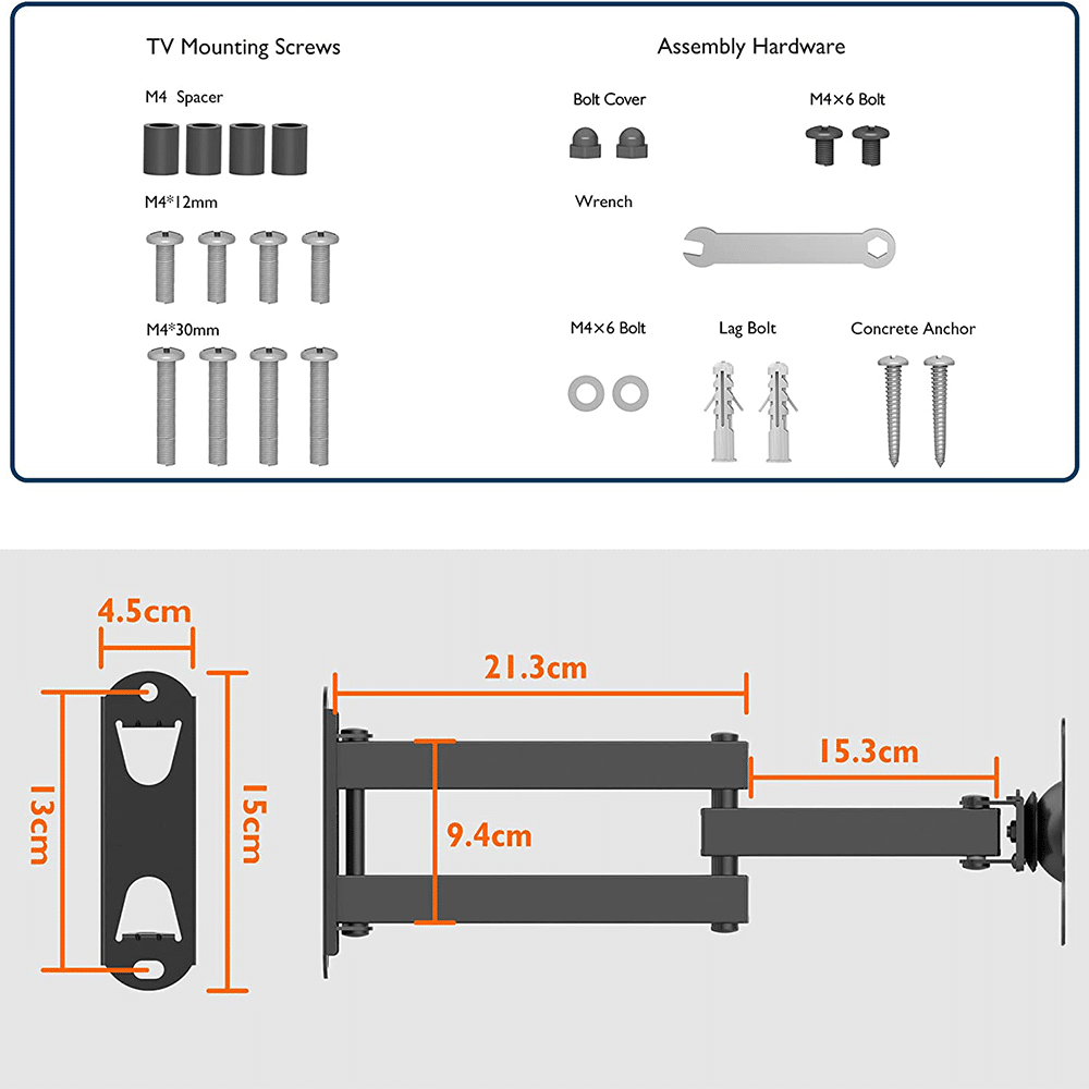 BONTEC Full Motion LCD Wall Mount Bracket for 13''-30'' - AX STORE