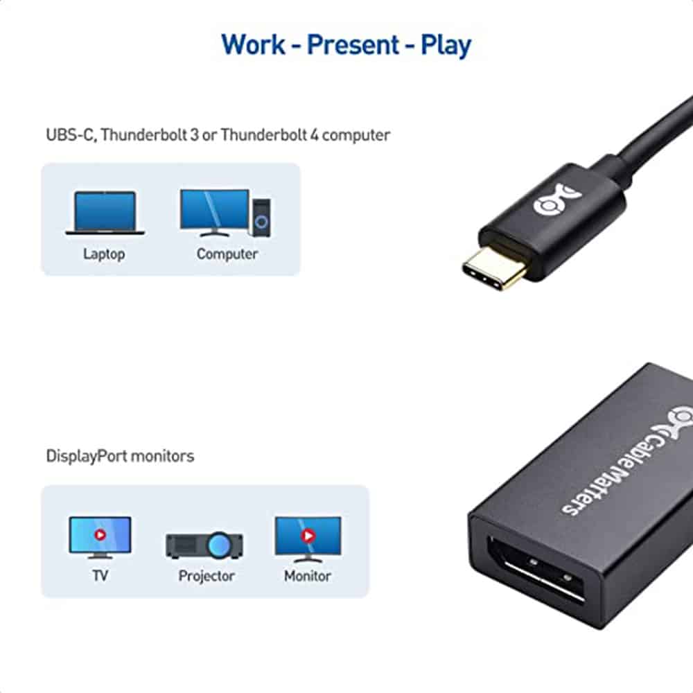 Cable Matters USB C to DisplayPort 1.4 Adapter with 8K@60hz, 4K@144hz ...