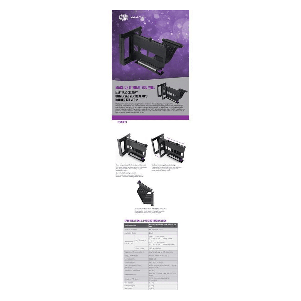 cooler master universal vertical gpu holder kit - AX STORE