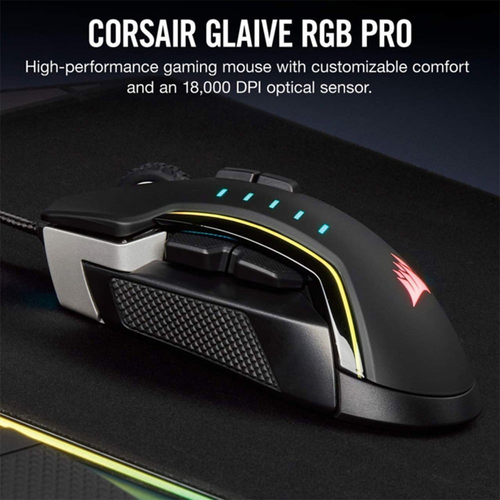 Corsair Glaive RGB Pro Comfort FPS/MOBA 18000 DPI Wired Gaming Mouse ...