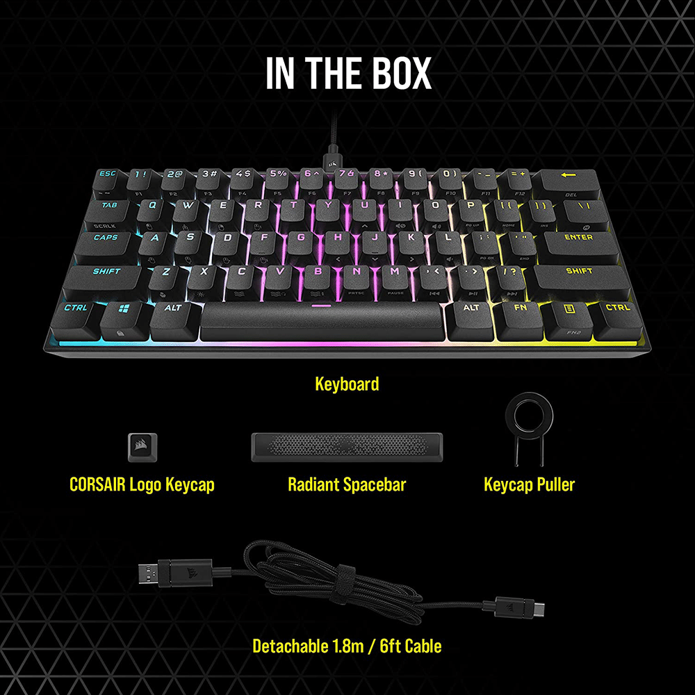 Corsair K65 60% Mechanical Gaming Keyboard , CHERRY MX Red Mechanical ...