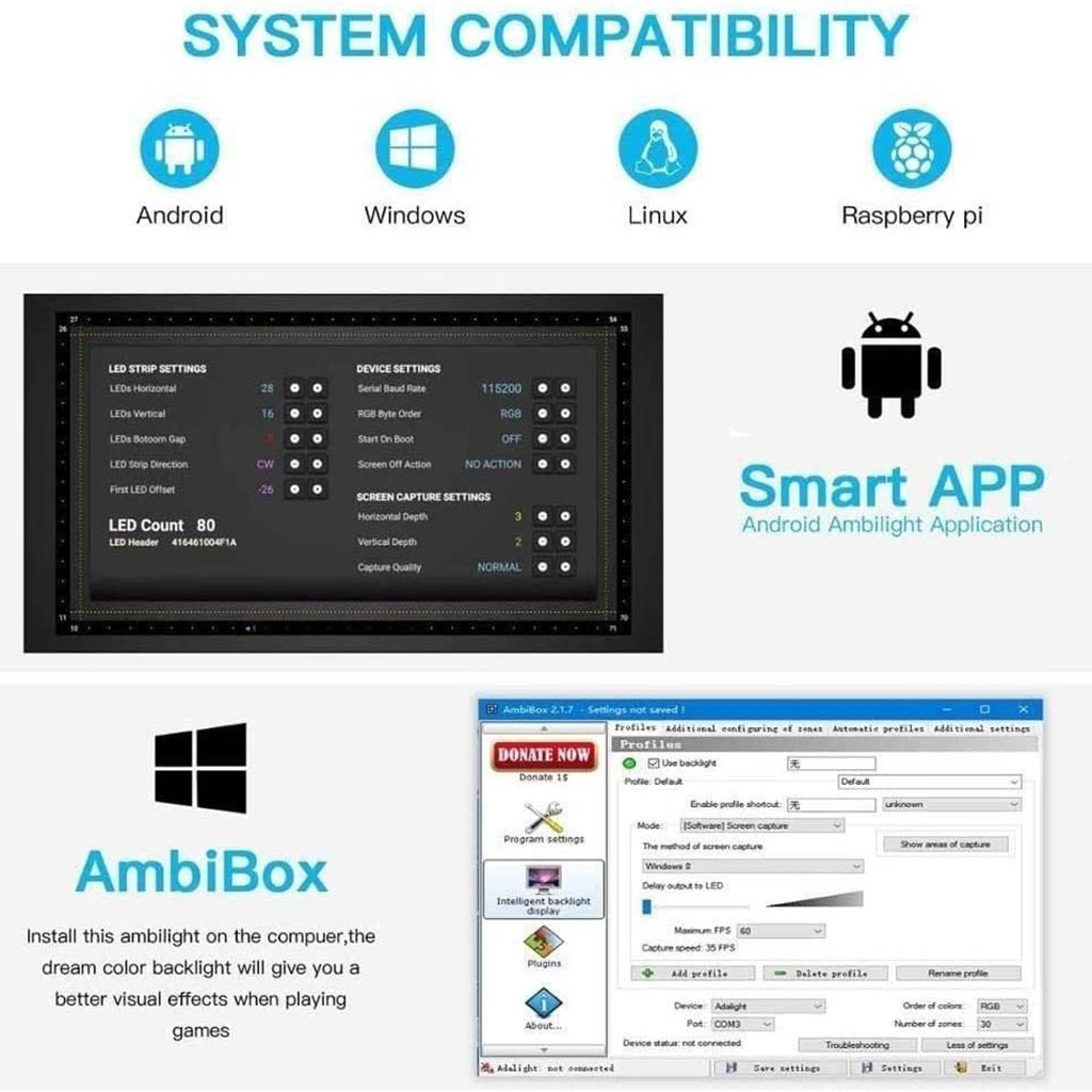 Dream color USB LED strip light for PC Screen Backlight lighting - AX STORE