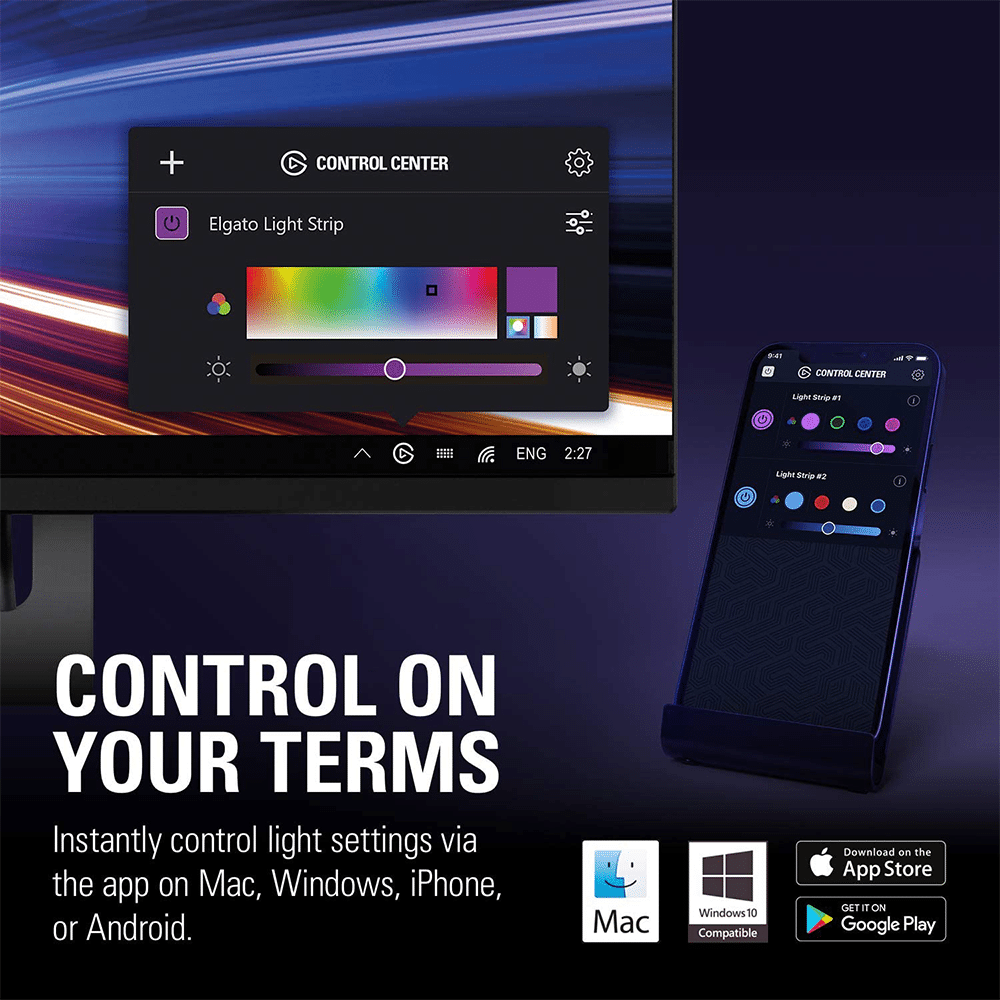 Elgato Light Strip RGBWW LEDs 2000 lumens 16 million colors - AX STORE