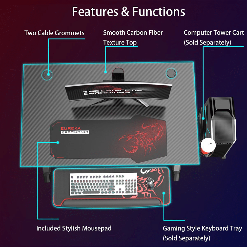 Eureka Ergonomic 43'' Z Shaped Gaming Computer Desk - AX STORE