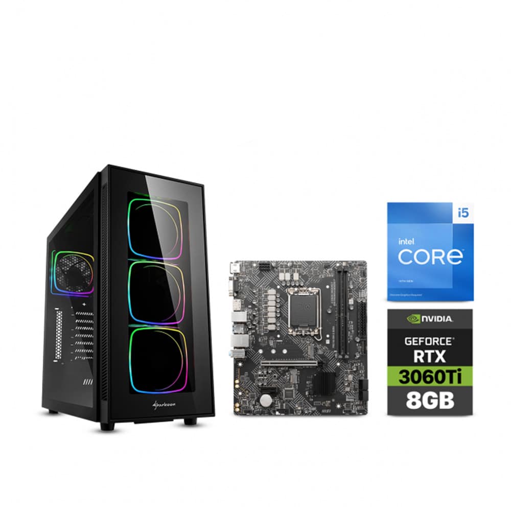 Gaming PC i5-13400F, H610 MB, 16GB, 500GB SSD, RTX 3060Ti, Sharkoon TG6 ...