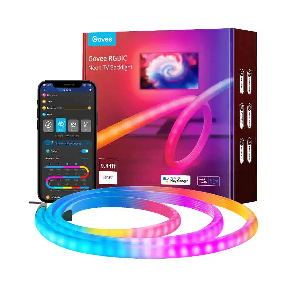 GOVEE RGBIC NEON TV BACKLIGHT, SUITABLE FOR 45-55-INCH (FOUR SIDES), 65-75 (THREE SIDES) - H61B2 ...