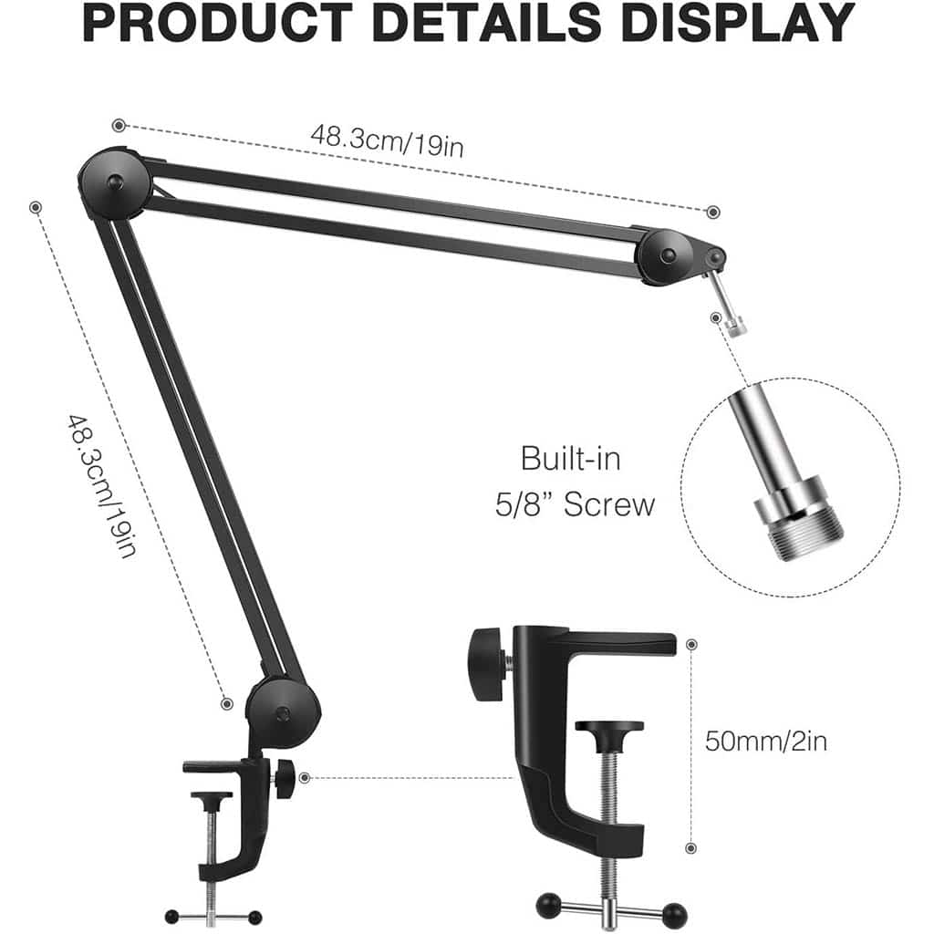 InnoGear Microphone Arm Stand, Heavy Duty Mic Arm Microphone (Large ...