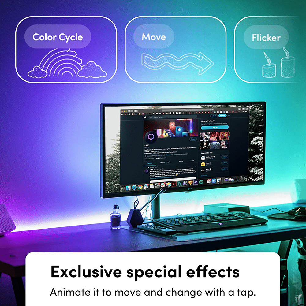 LIFX Lightstrip Extension, 1 m, Wi-Fi Smart LED Color Zones Light Strip ...