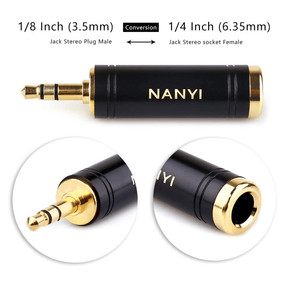 NANYI Headphone Adapter 6.35mm Jack Stereo Socket to 3.5mm (2PACK) - AX STORE