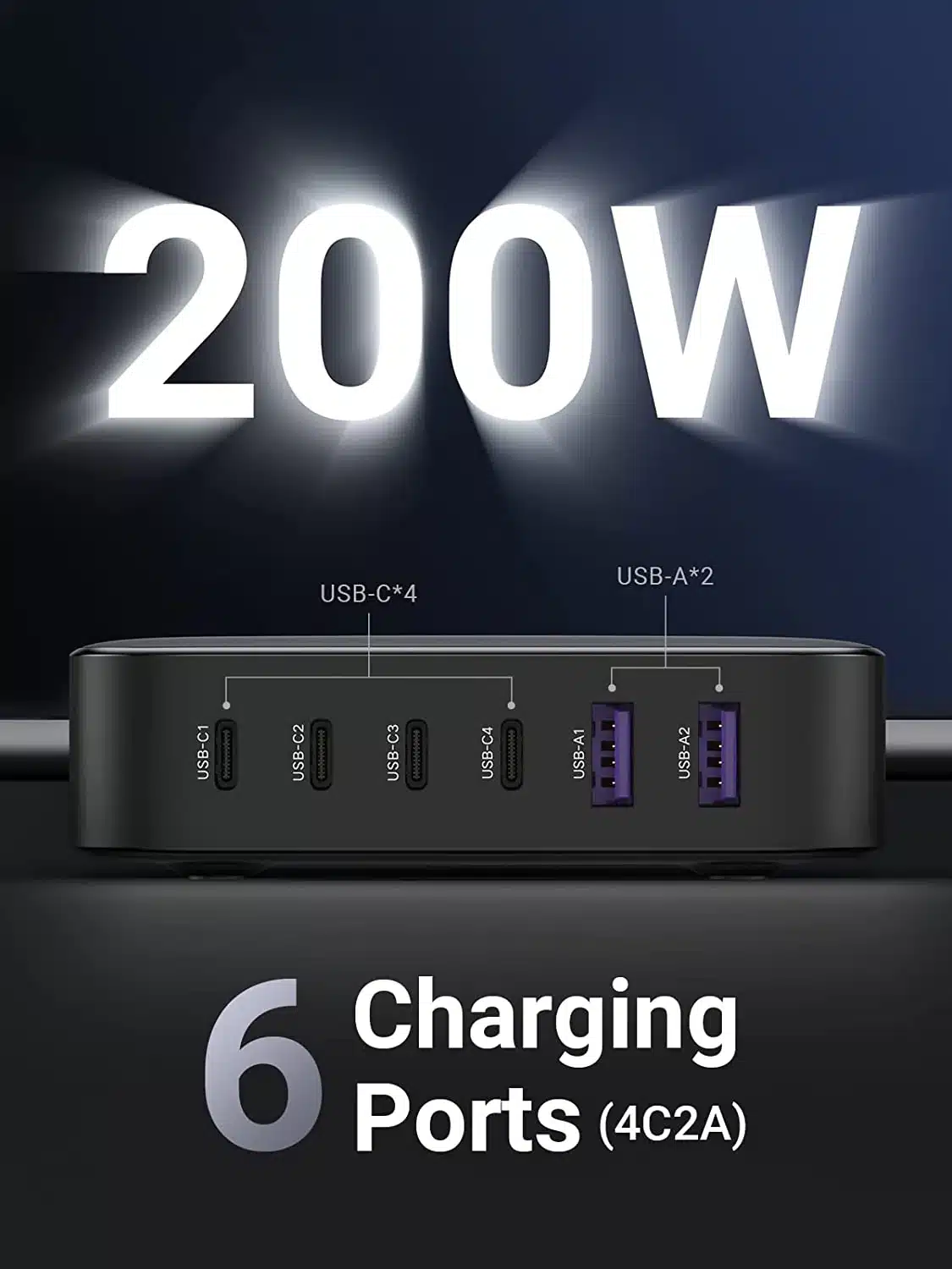 Ugreen Nexode 200W USB C GaN Charger-6 Ports Desktop Charger - AX STORE