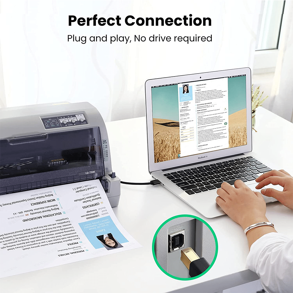 UGREEN Printer Cable USB 2.0 Type A Male to B Male Lead 1.5M - AX STORE